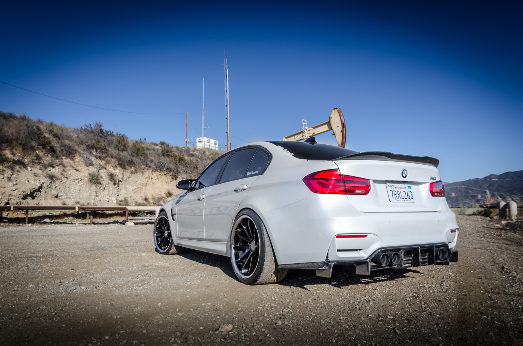 A 2016 BMW M3 on 20 Inch Blaque Diamond BD-23 Black with SS Lip Wheels ...